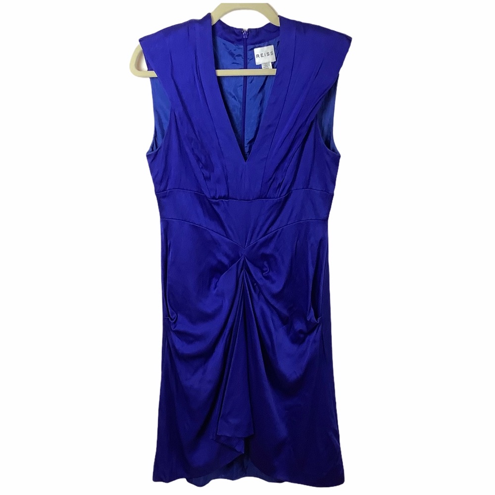Reiss Olga Blue Ruched Cocktail Sheath Dress - Gem